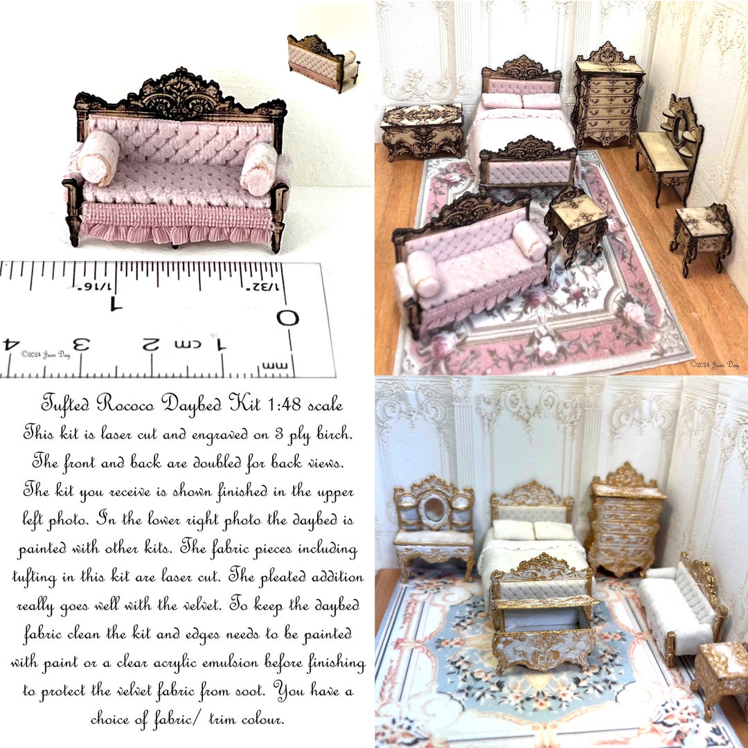 KIT Tufted Rococo Daybed or Sofa Kit, Laser Cut and Engraved Quarter ...