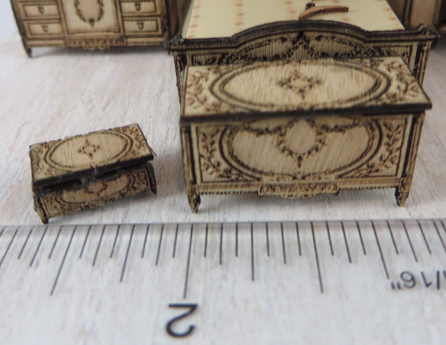 KIT French Country Quarter Scale Bedroom Chest or Trunk and Box Kit ...