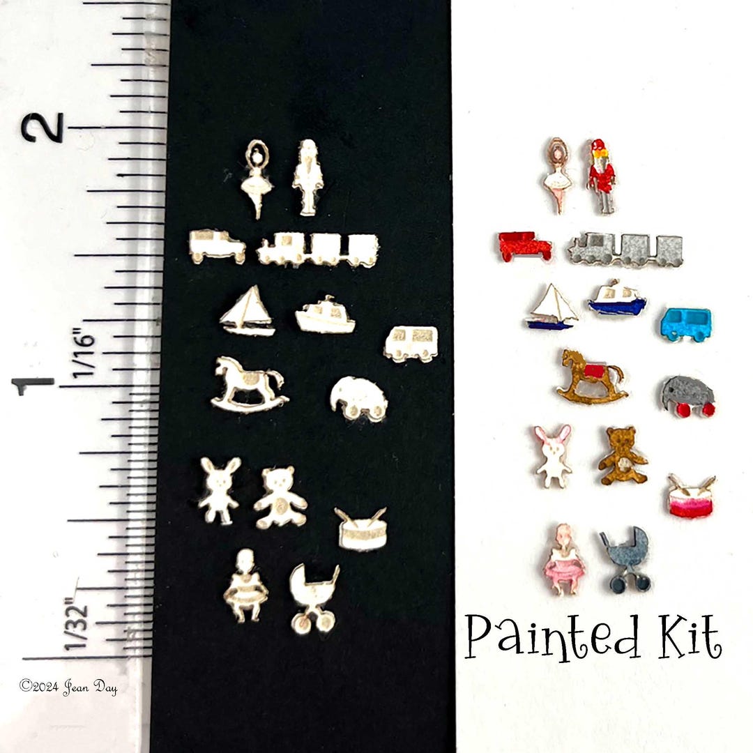 KIT Quarter Scale Tiny Toys, Laser Cut and Engraved on Heavy Paper, Can ...