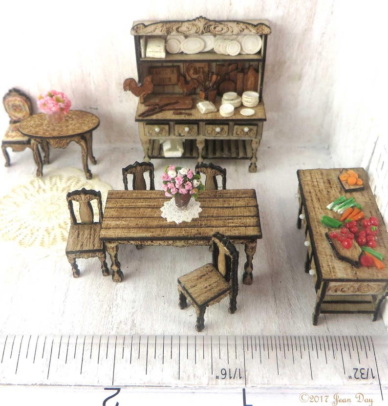 KIT French Country Laser Cut and Engraved Kitchen Table and Four Chairs ...