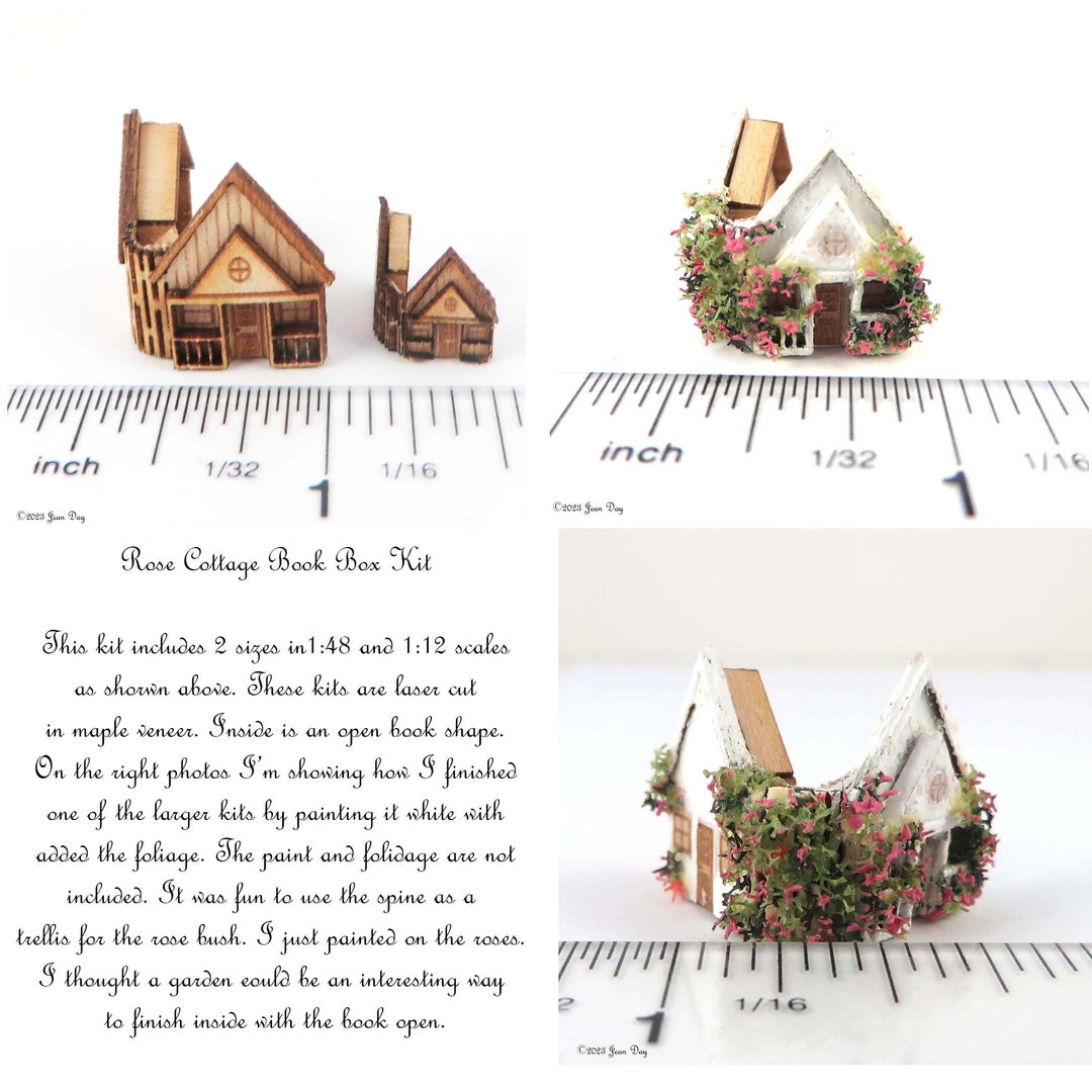 KIT Rose Cottage Book Boxes Kit, Laser Cut and Engraved Twelfth Scale ...