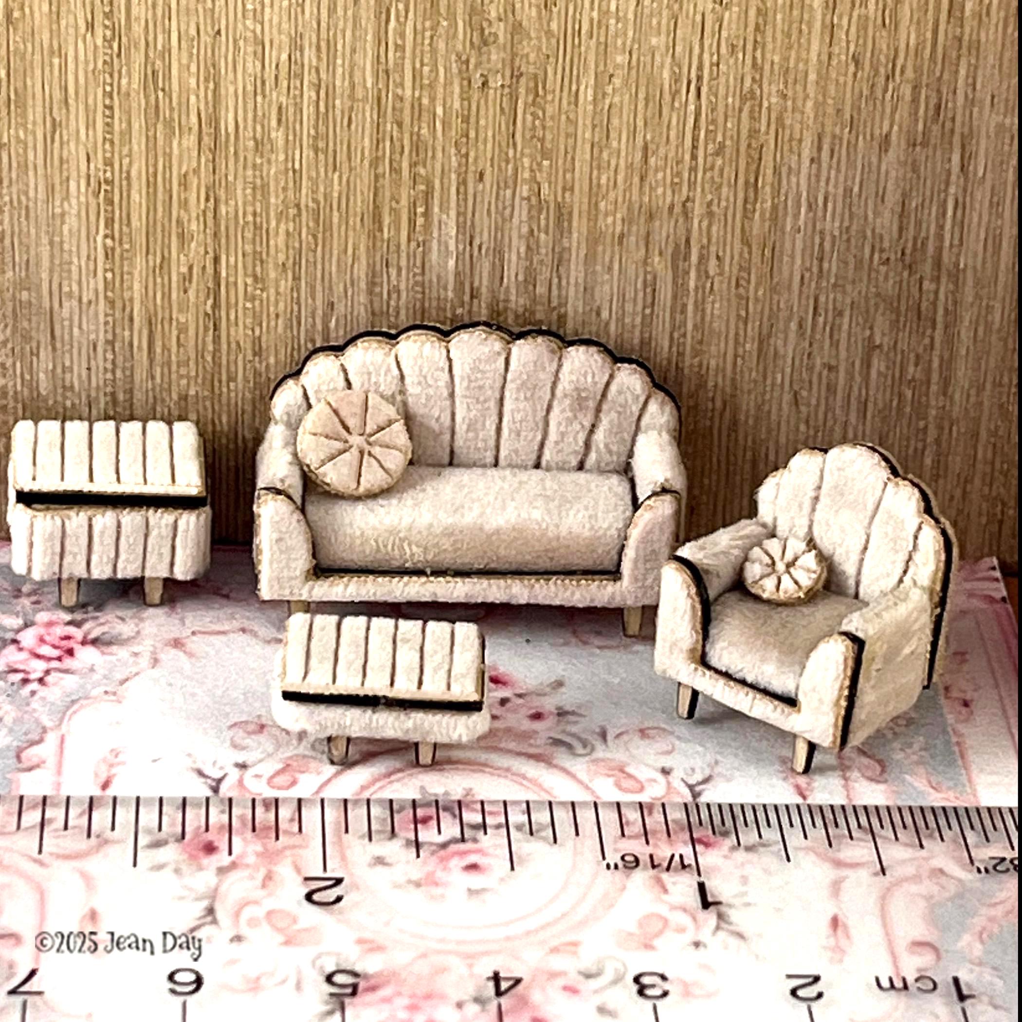 KIT Shell Tufted Sofa Kit, Laser Cut and Engraved, Quarter Scale 1:48 ...