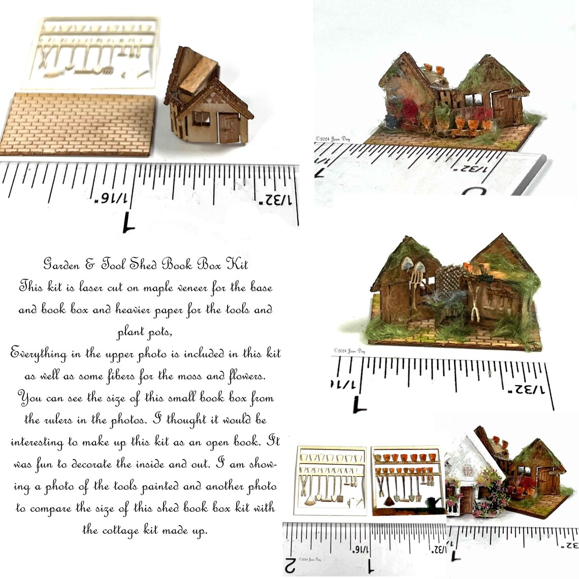 KIT Garden & Tool Book Box Kit, Laser Cut and Engraved on Maple Veneer ...