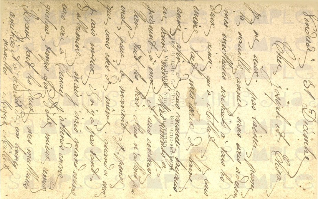 Carte Postale - Paris Script - French Postcard - Photo Scan - Swirls ...