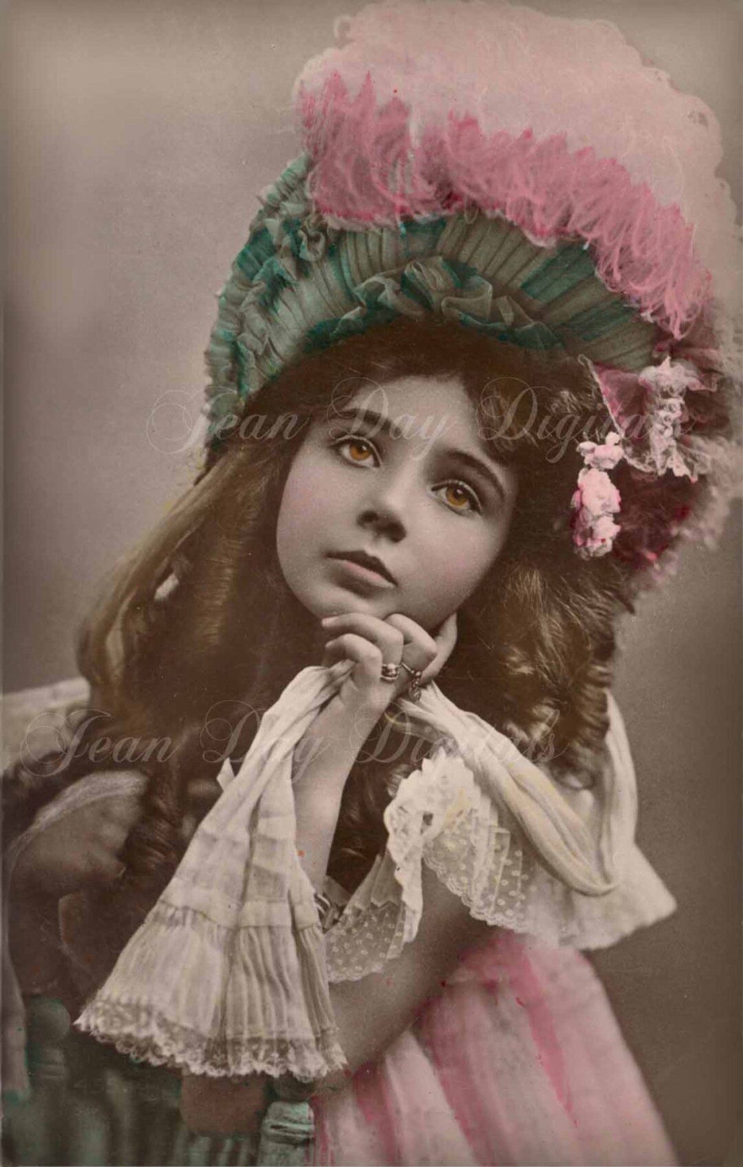Desdemoa Pensive Young Lady - Great Hat - French Postcard Instant ...