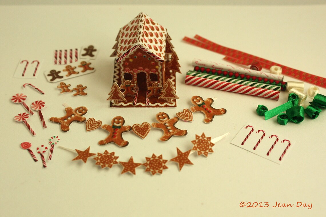 KIT Gingerbread House and Decorating KIT Fabric and Paper - Etsy