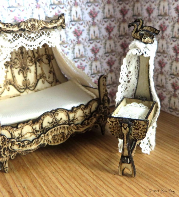 KIT French Swan Lace Baby Canopy Cradle Kit Engraved 1/4 - Etsy