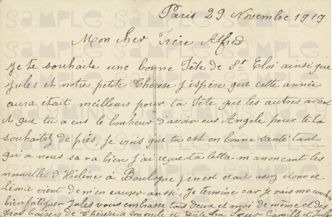 Paris Script 1919 Paris French Postcard Photo Scan - Etsy