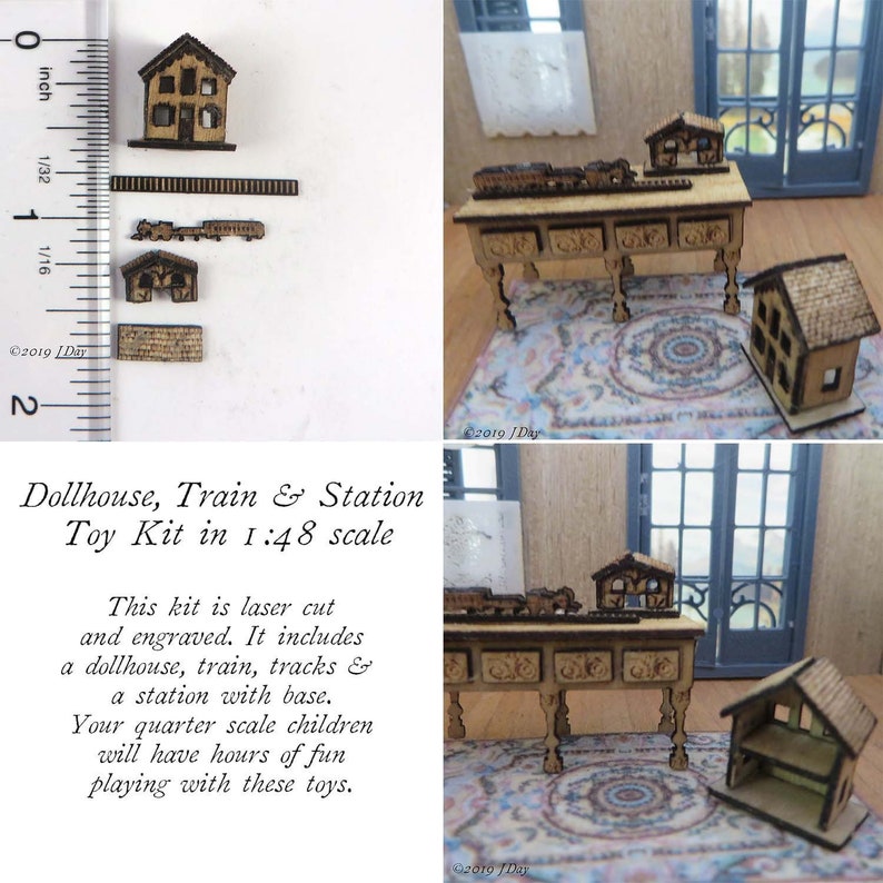 KIT Dollhouse Train & Station Toy Kit Laser Cut and Engraved - Etsy UK