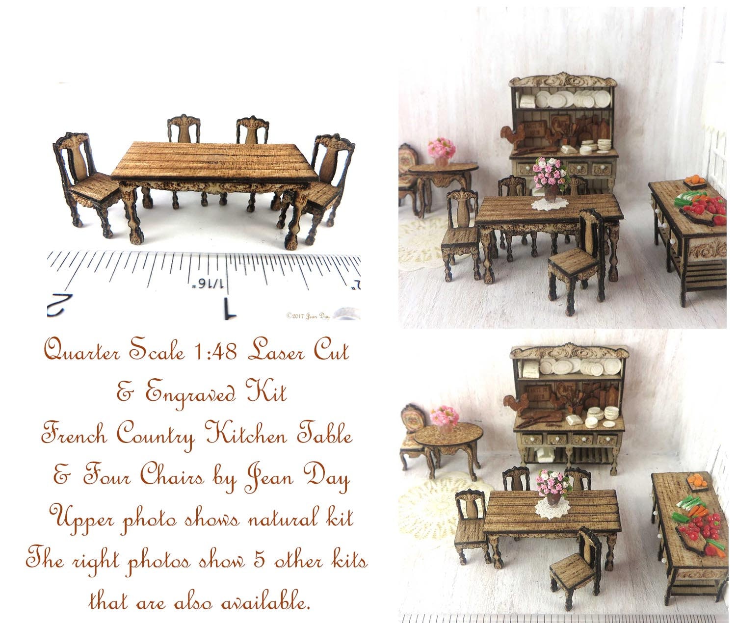 KIT French Country Laser Cut and Engraved Kitchen Table and Four Chairs ...