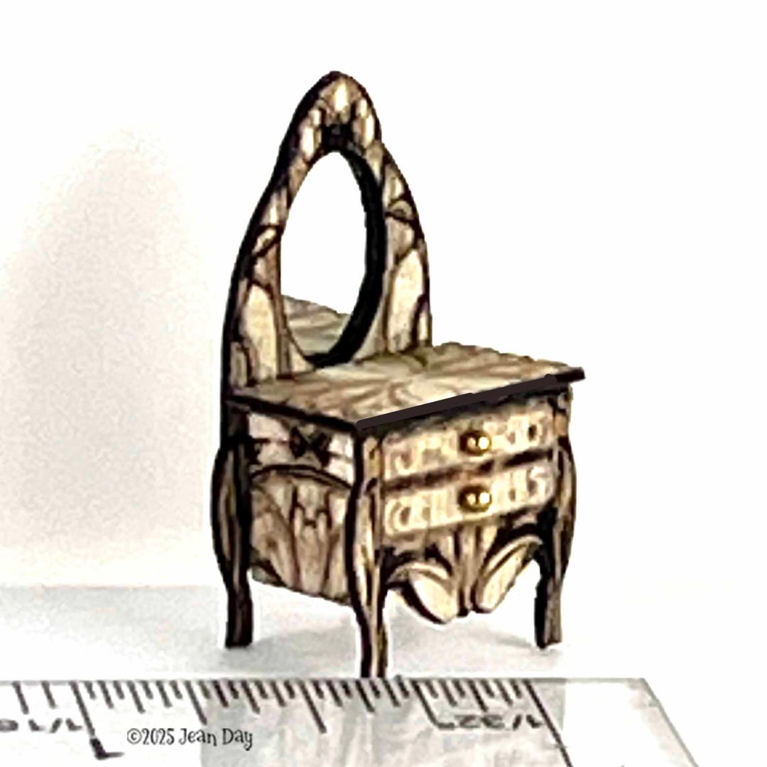 KIT Art Nouveau Mirrored Dresser KIT, 1:48, Quarter Scale Dollhouse ...