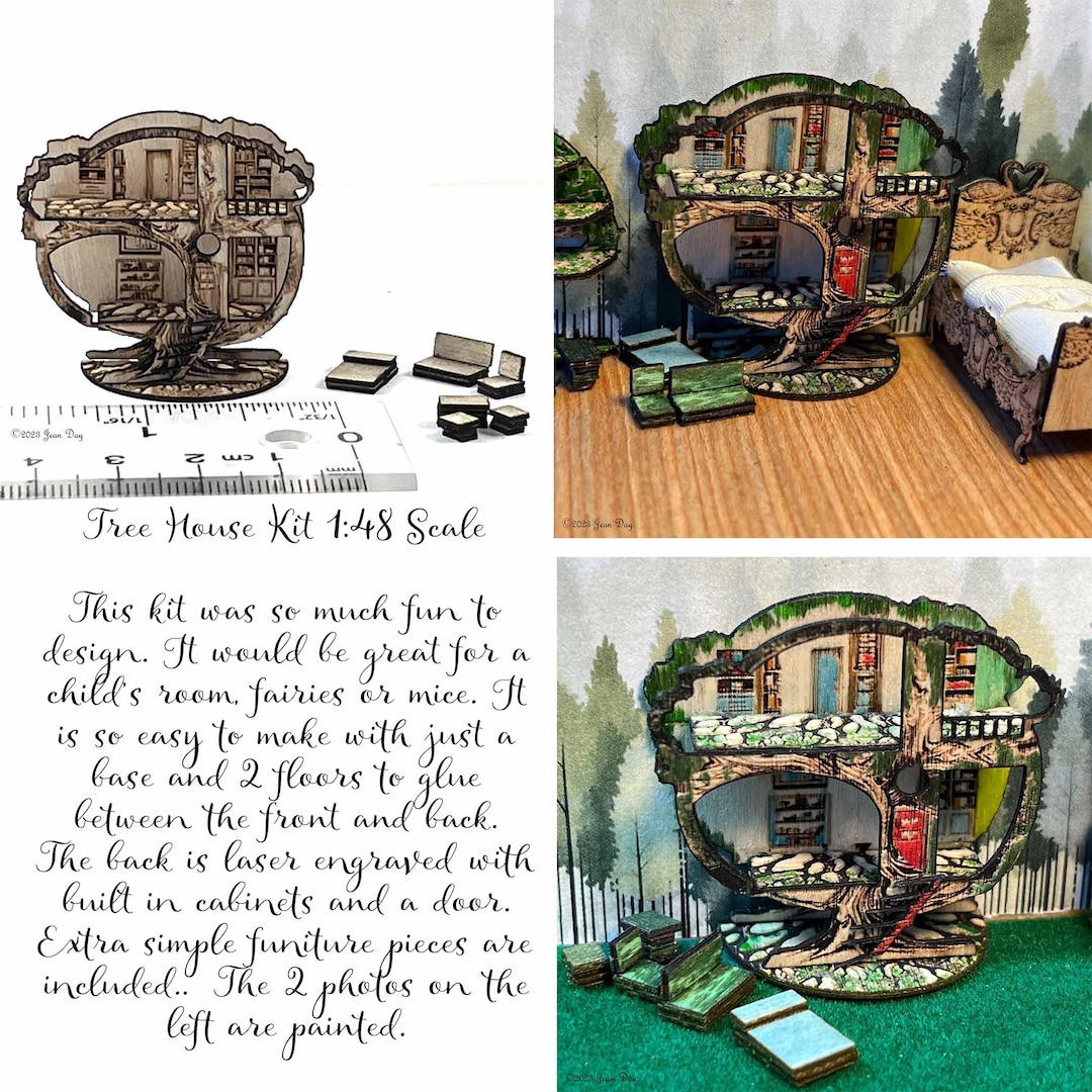 Kit, Tree House in Quarter Scale, Dollhouse Miniature, 1:48 Scale LC198 ...