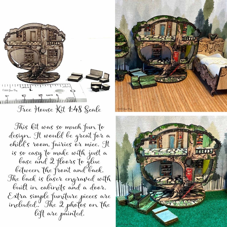 Kit, Tree House in Quarter Scale, Dollhouse Miniature, 1:48 Scale LC198 ...