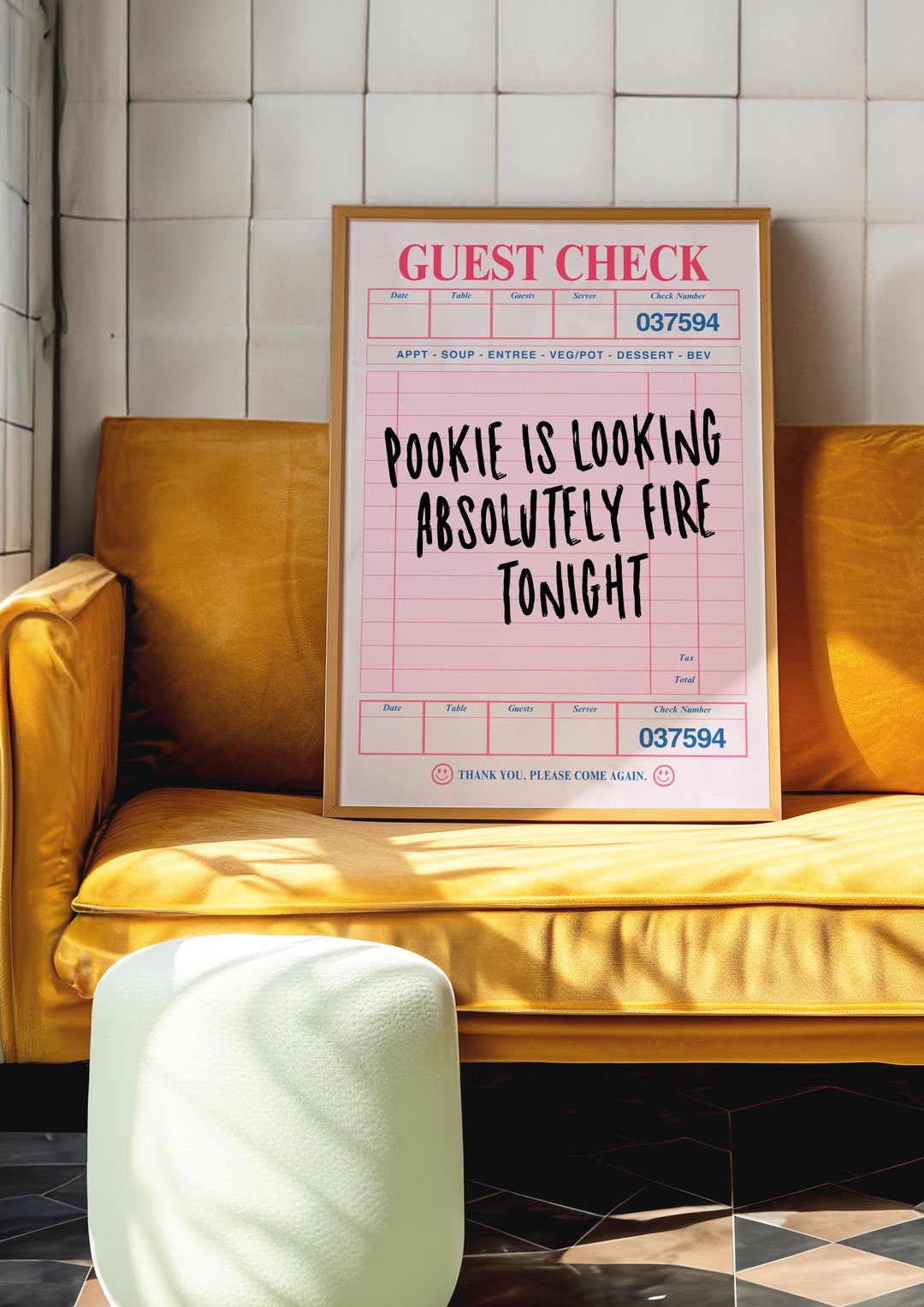 Guest Check Art, Guest Check Print, Guest Check, Guest Check Poster ...