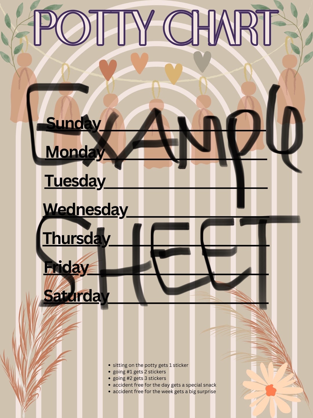 Boho Potty Chart - Etsy