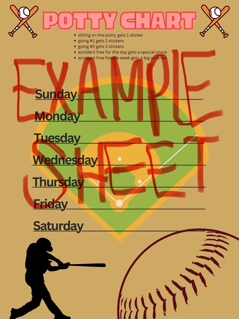 Baseball Potty Chart - Etsy
