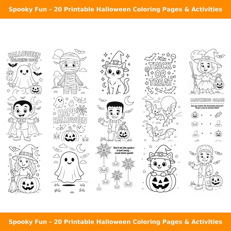 Halloween Coloring Book for Kids: 20 Spooky Printable Activity Pages ...