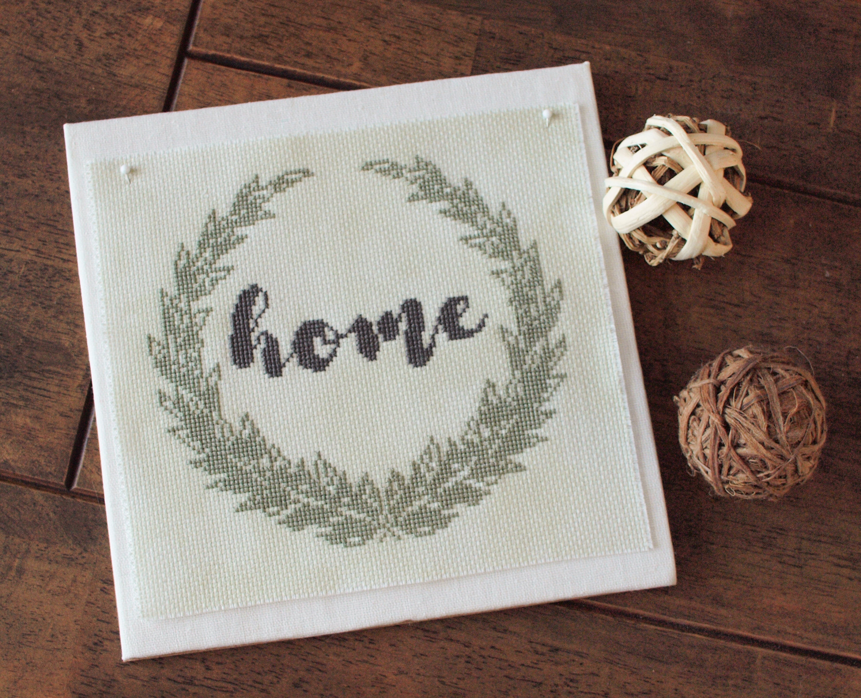 Home Cross Stitch Pattern Pdf Farmhouse Style Vintage Wreath - Etsy Canada