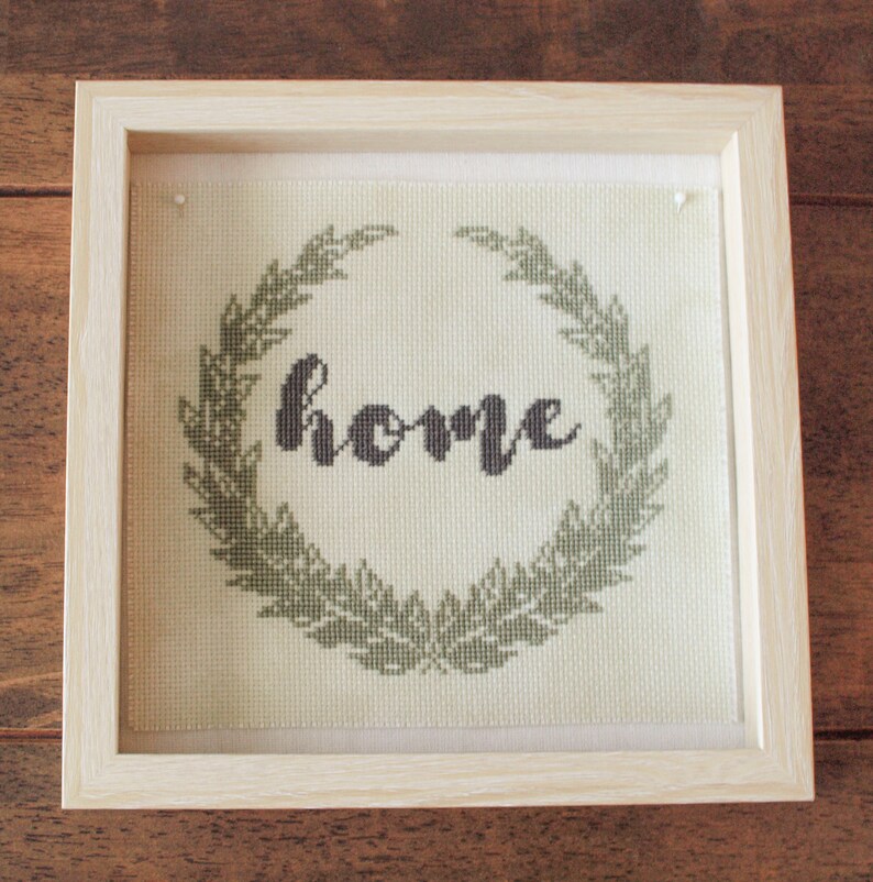 Home Cross Stitch Pattern pdf Farmhouse Style Vintage Wreath | Etsy