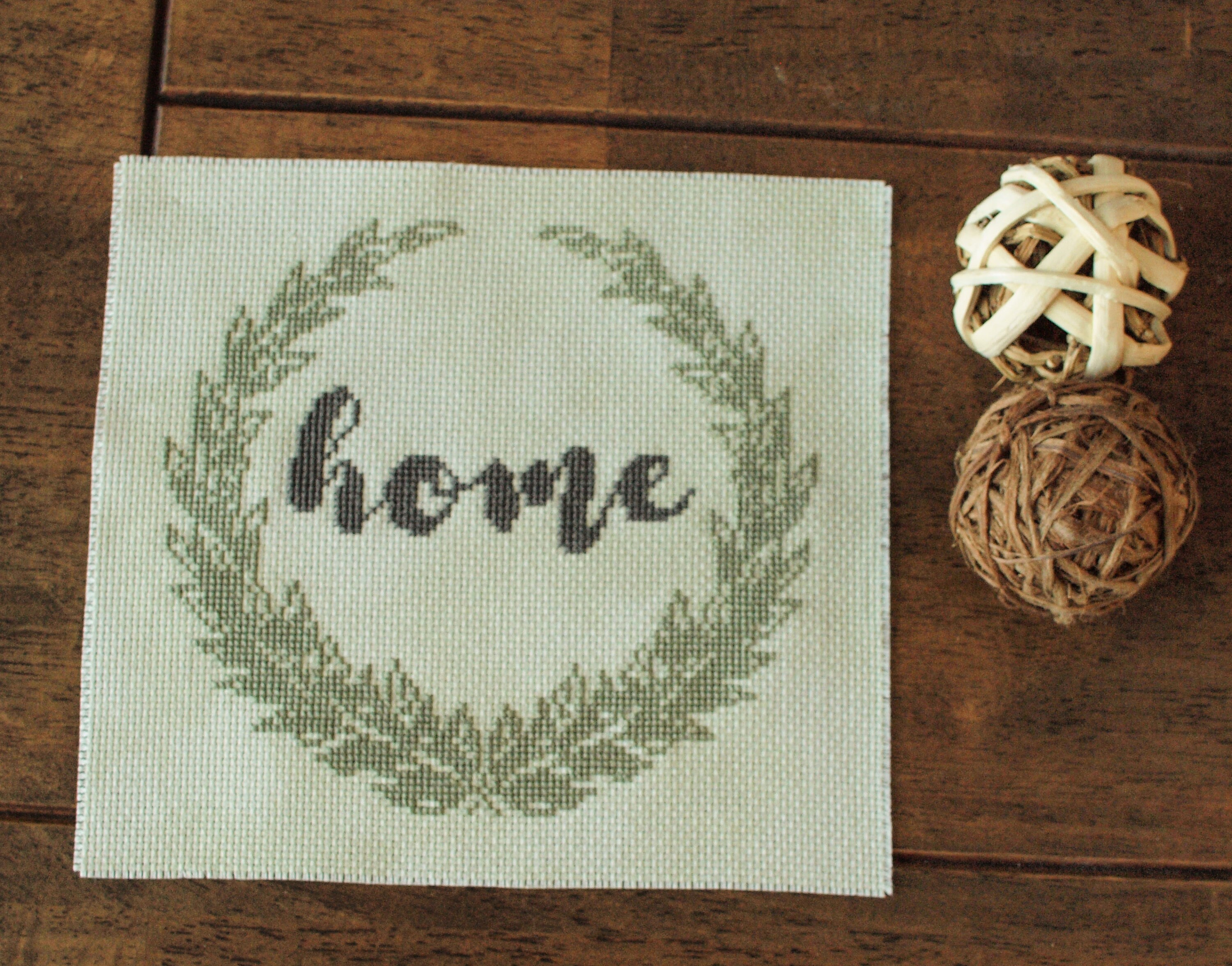 Home Cross Stitch Pattern pdf Farmhouse Style Vintage Wreath | Etsy