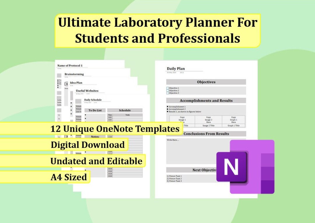 12 Undated Laboratory Daily Planner and Organizer Template Sheets to ...