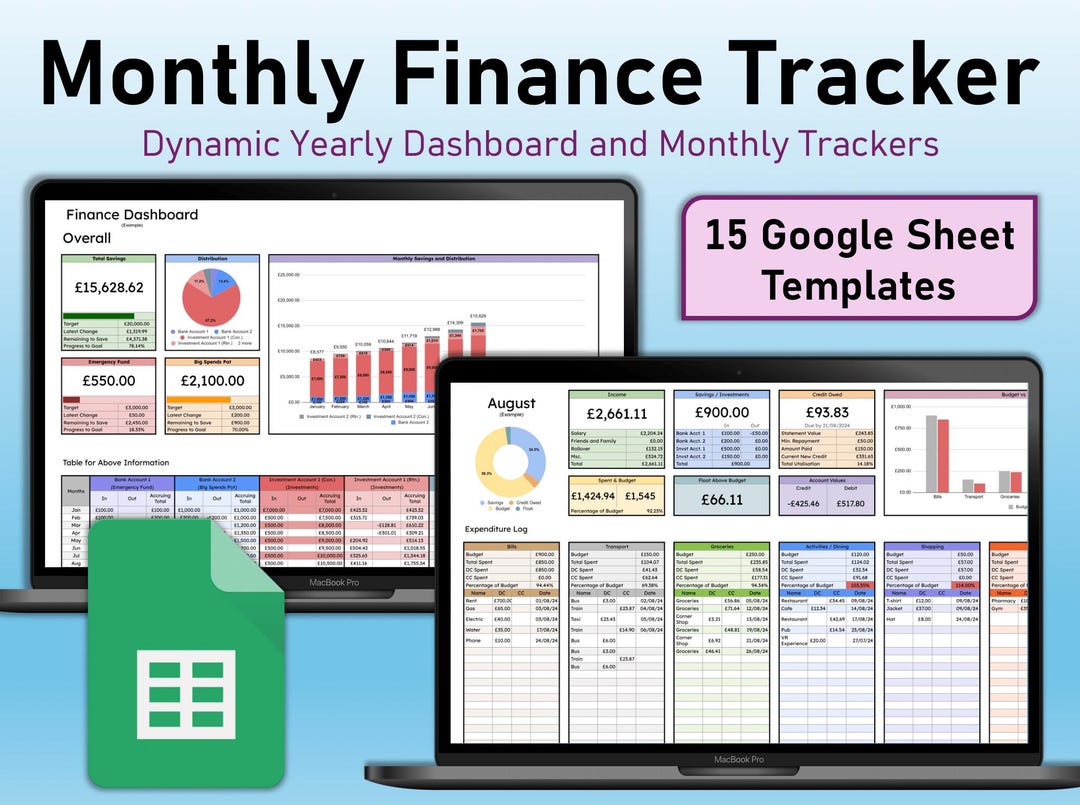 Monthly Finance Tracker Template for Google Sheets - Etsy