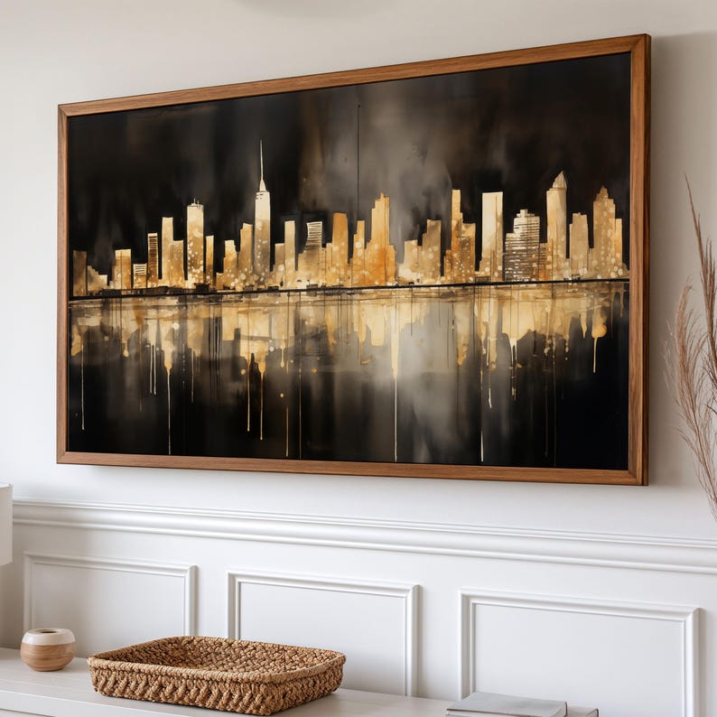 Watercolor City Skyline Frame TV Art, Modern Art, Minimalistic Art ...
