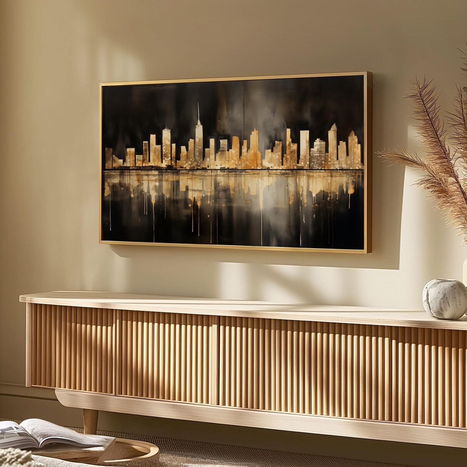 Watercolor City Skyline Frame TV Art, Modern Art, Minimalistic Art ...