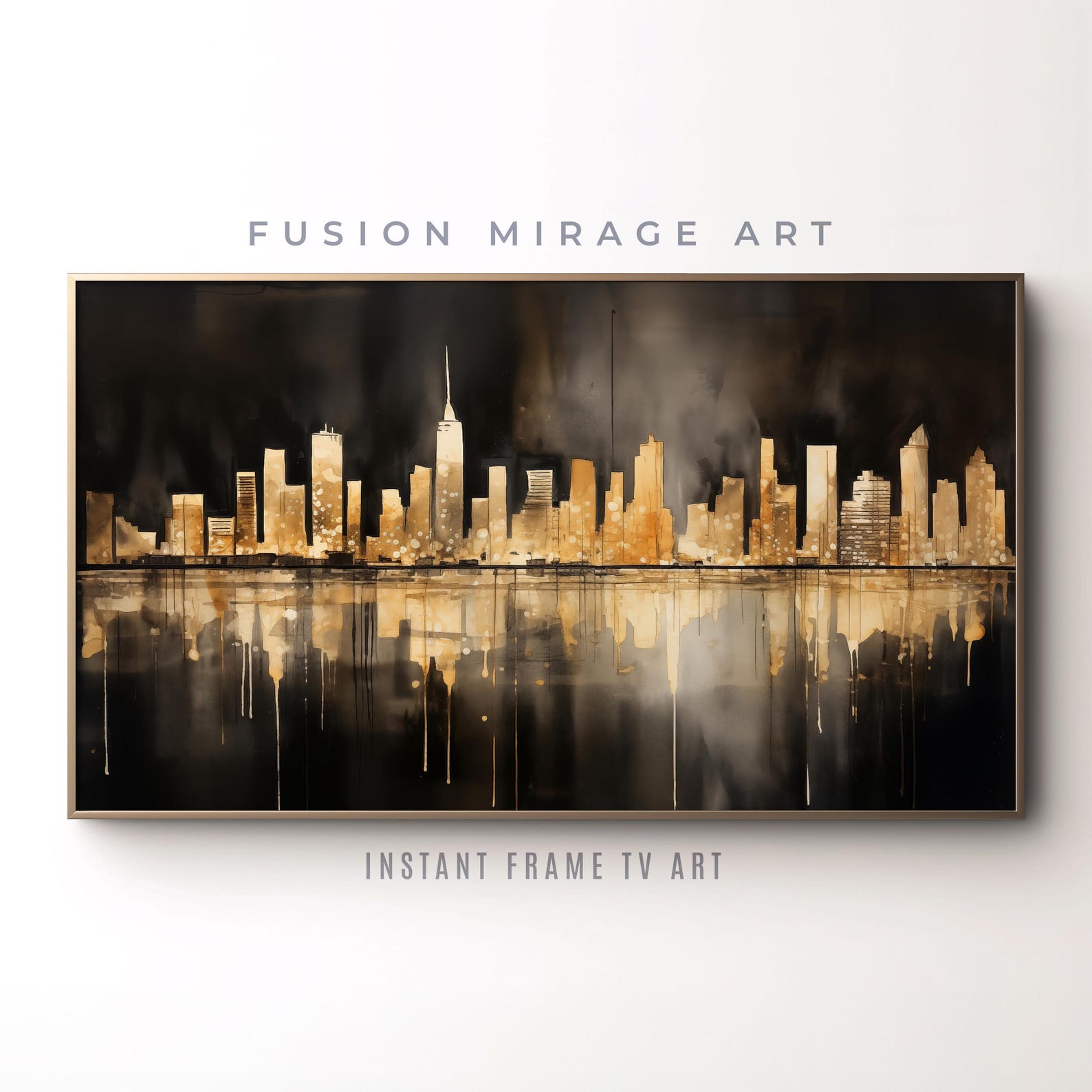 Watercolor City Skyline Frame TV Art, Modern Art, Minimalistic Art ...