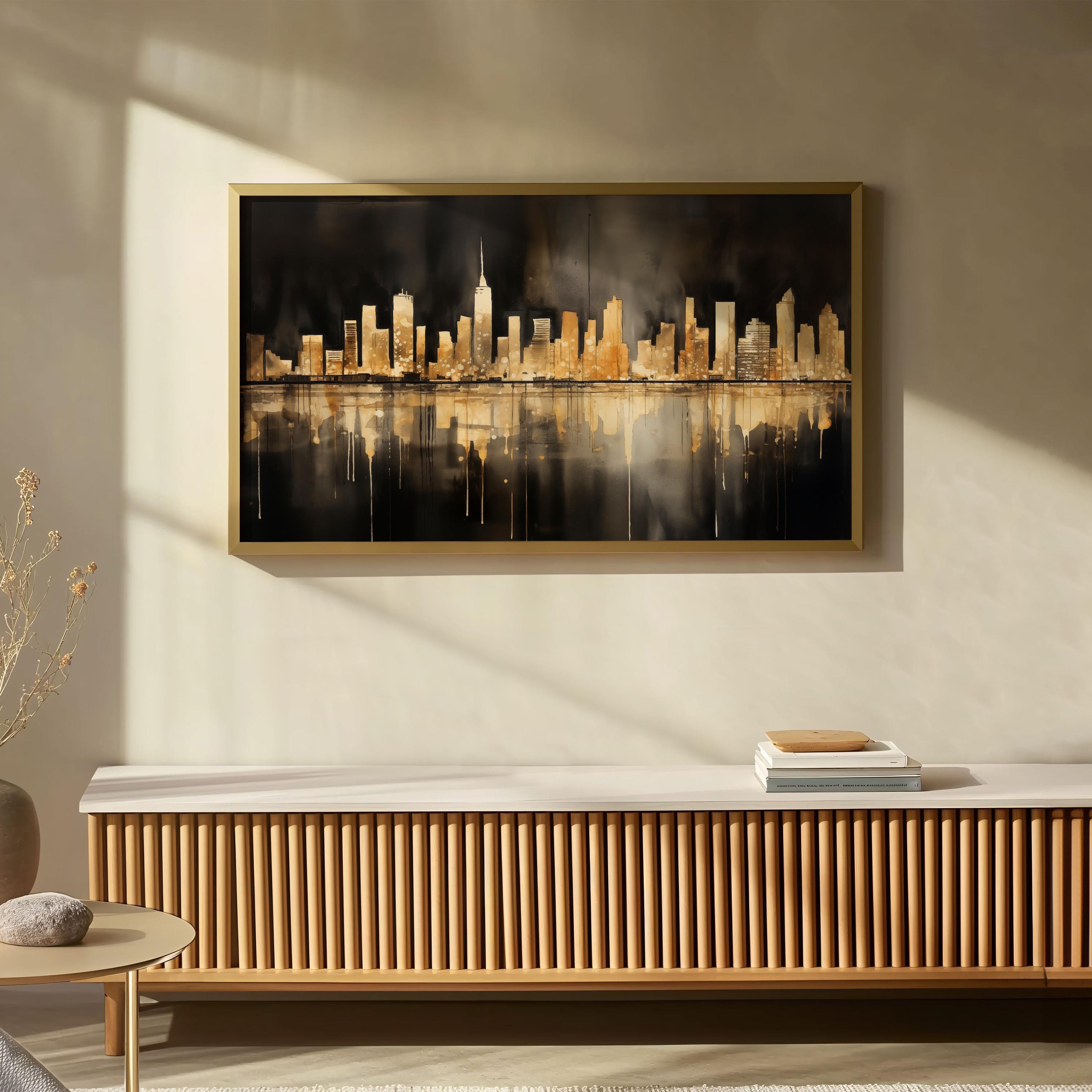 Watercolor City Skyline Frame TV Art, Modern Art, Minimalistic Art ...