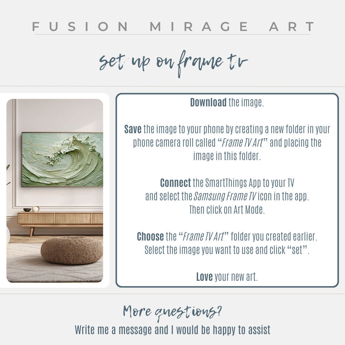 3D Summer Wave Frame TV Art Instant Download, Textured Abstract ...