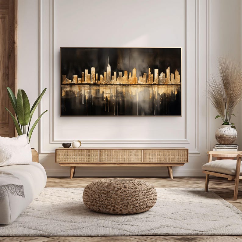Watercolor City Skyline Frame TV Art, Modern Art, Minimalistic Art ...