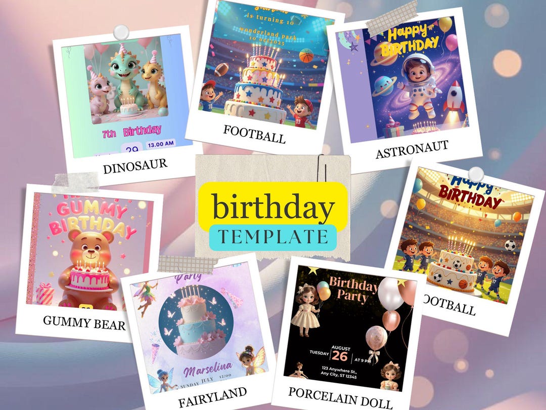 Editable Birthday Party Templates | Printable Kids Party Bundle ...