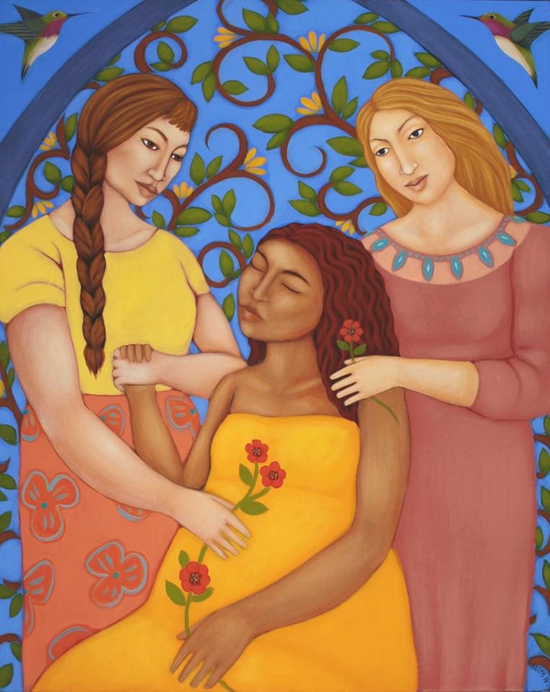 Midwifery Wood Mounted Art Print of Original Painting by - Etsy