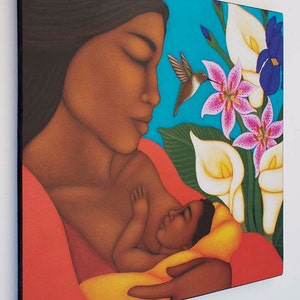 Breastfeeding Nursing Mother and Child - Ethnic Folk Art Print of ...