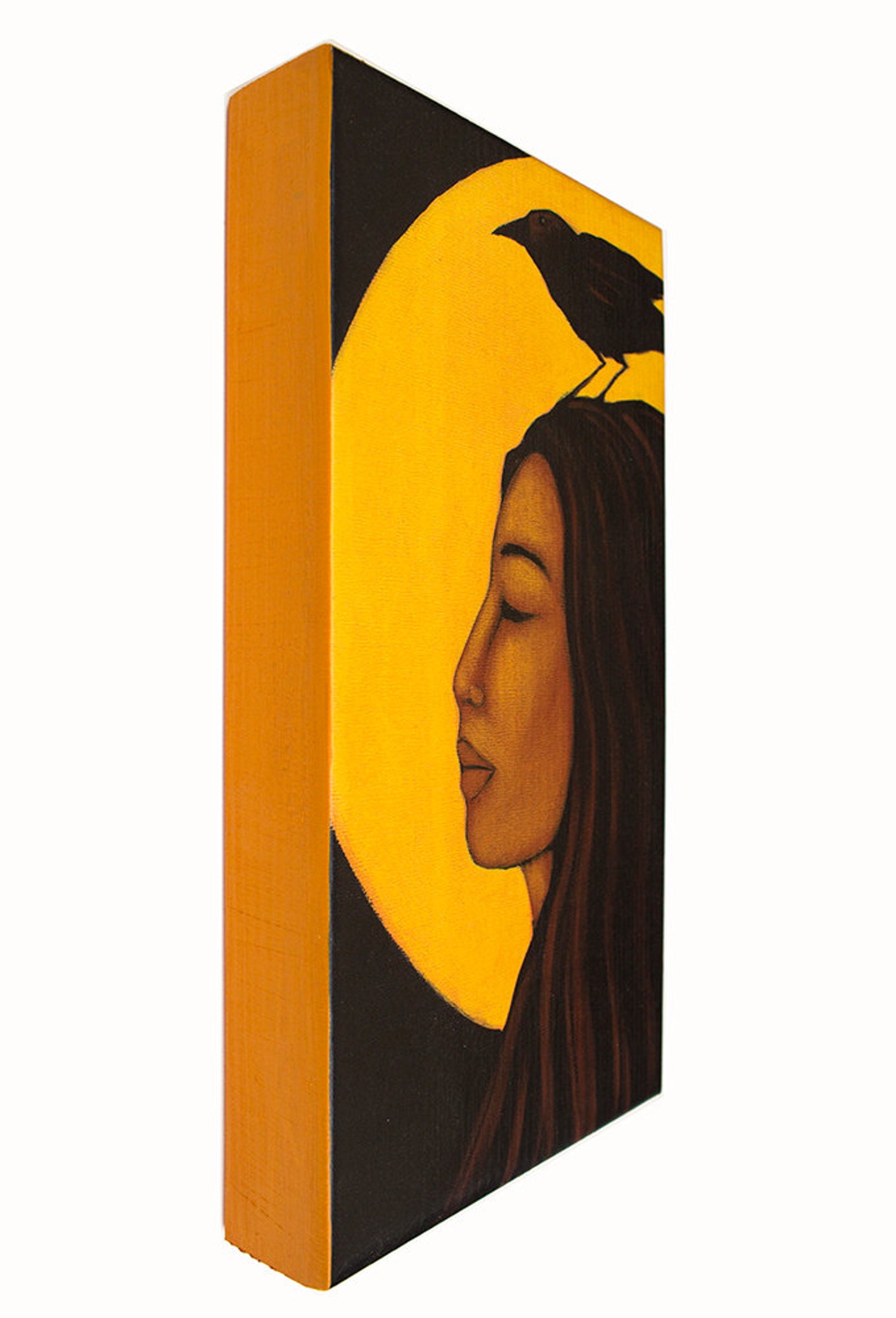 Raven Moon Goddess - PRINT of Original Painting on Wood Block - Mexican ...