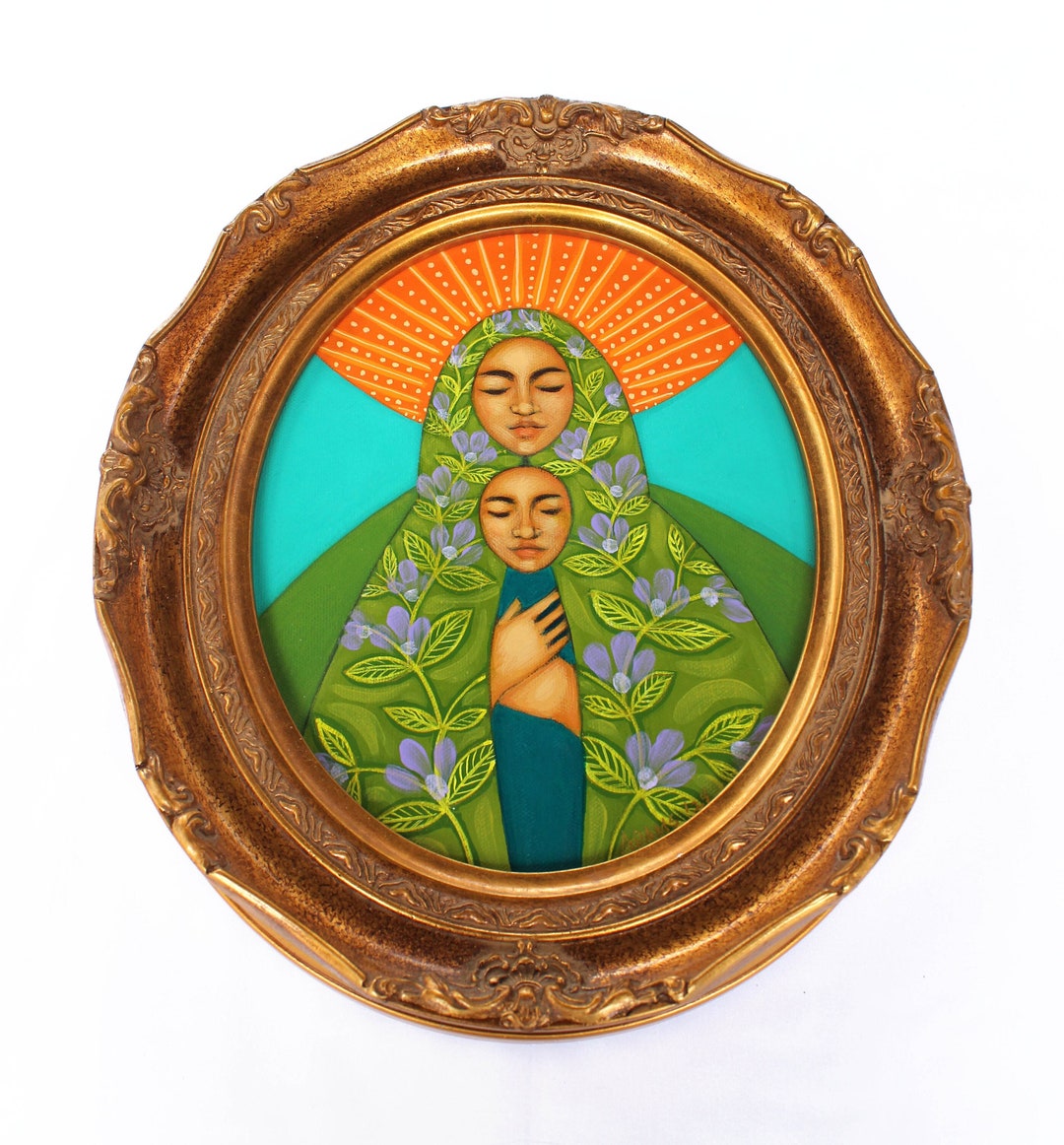 Mother and Baby Child Religious Icon - Original Acrylic Painting Virgin ...