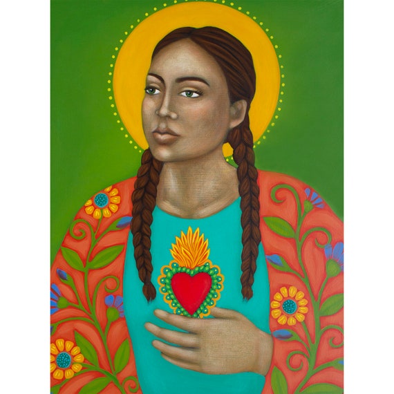 Sacred Heart Portrait Goddess Art Paper Giclee Print of | Etsy