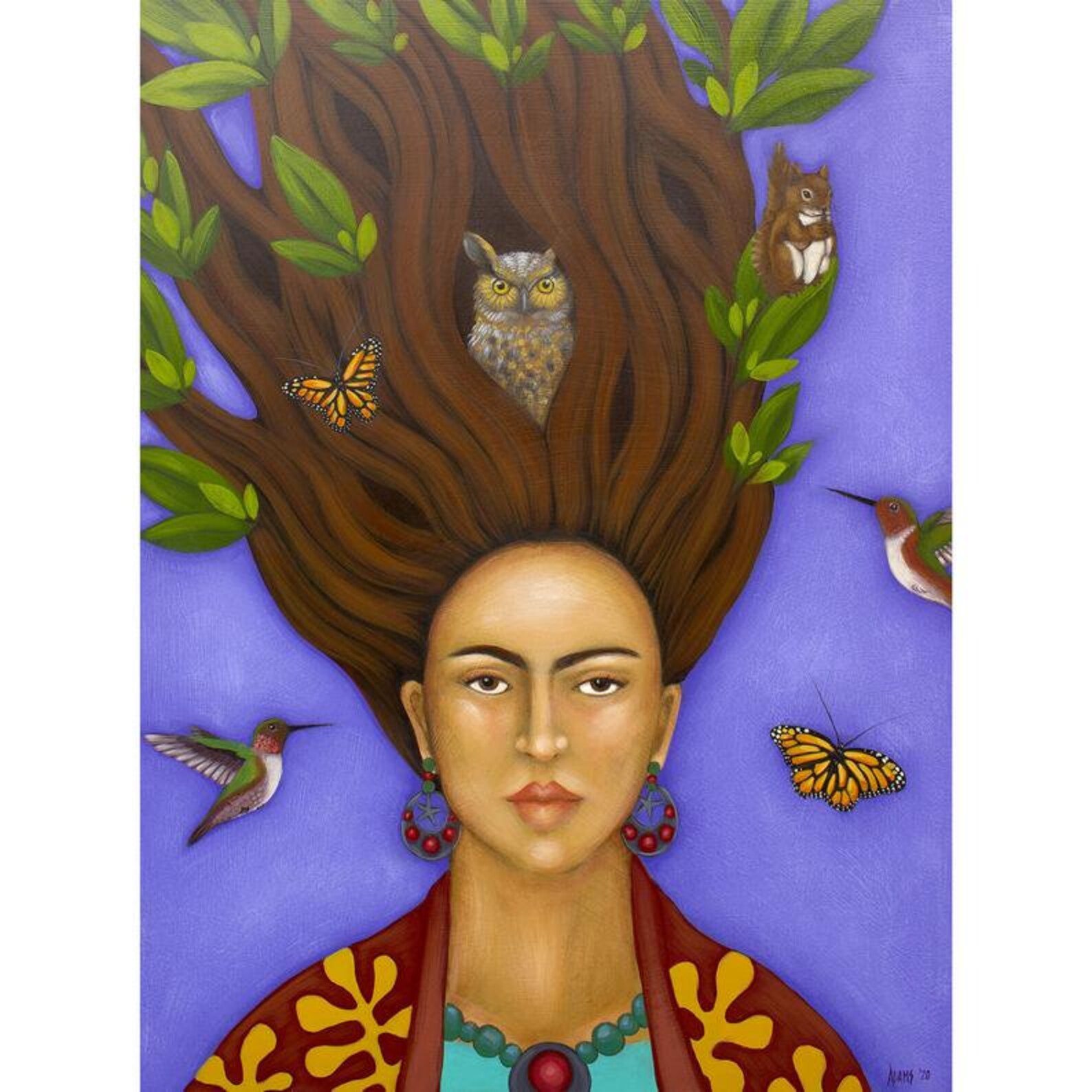 Folk Art - Tree of Life Tree Spirit Portrait - Canvas Giclee Print of ...