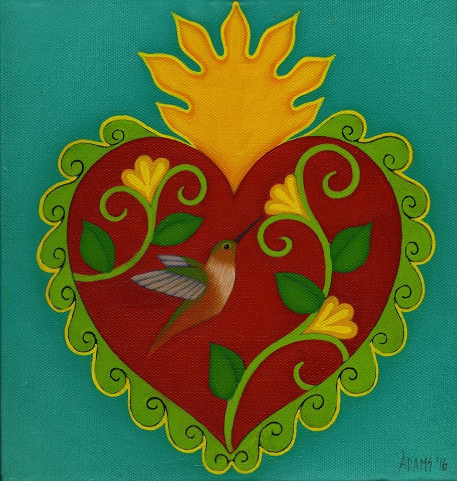 Hummingbird Heart Art Print Sacred Heart Art Print of - Etsy