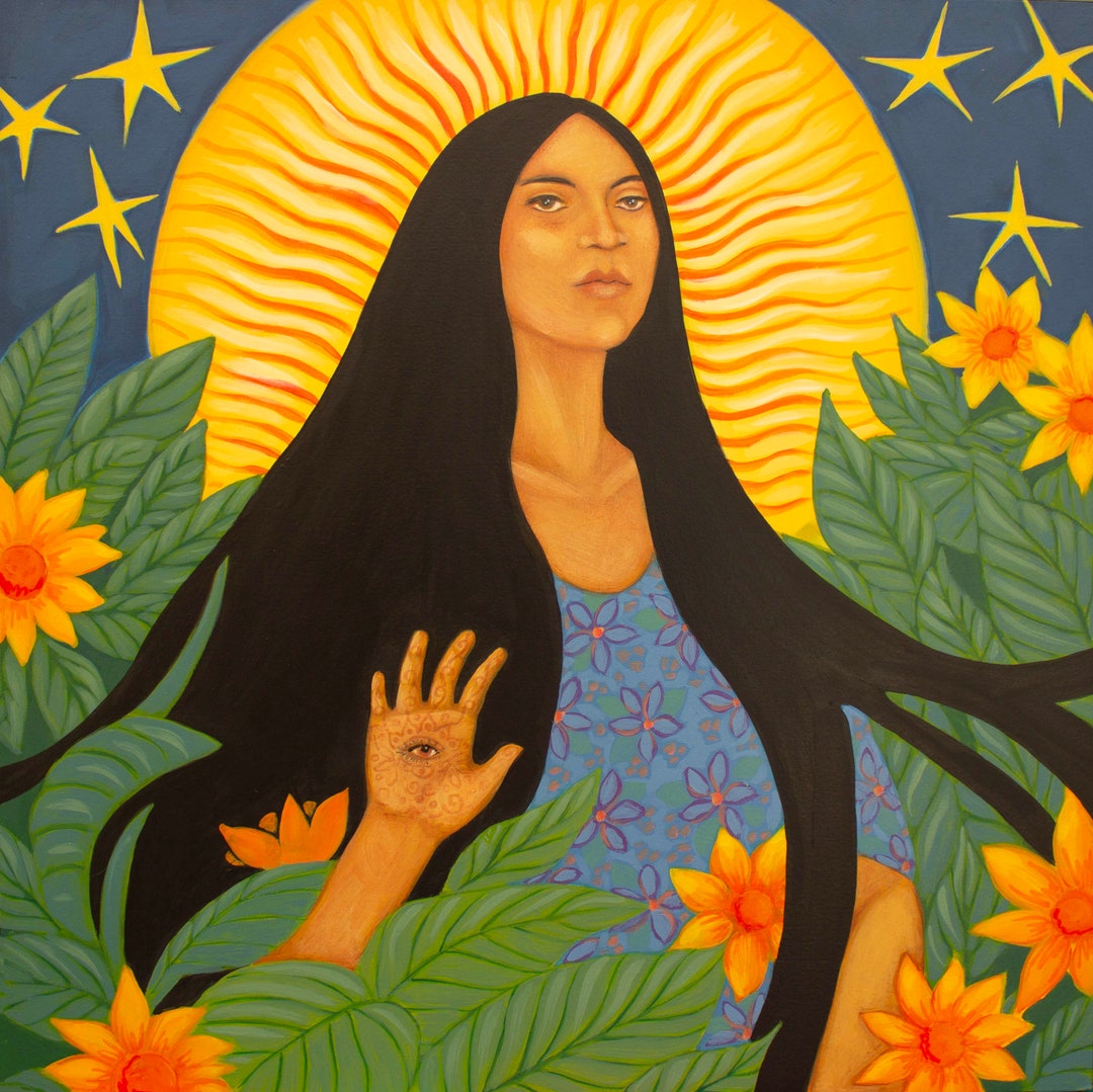 Eye of Protection Hamsa Hand Goddess - Paper Giclee Print of Original ...