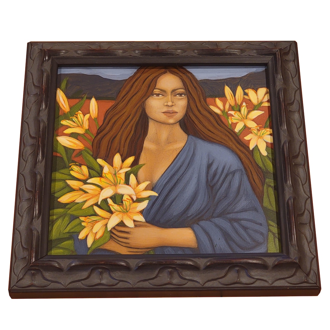 Original Portrait Painting With Lilies Framed Wall Art and Home Decor ...