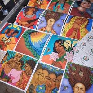 Virgin Mary Mother Earth Goddess With Flowers - Paper Giclee Print of ...