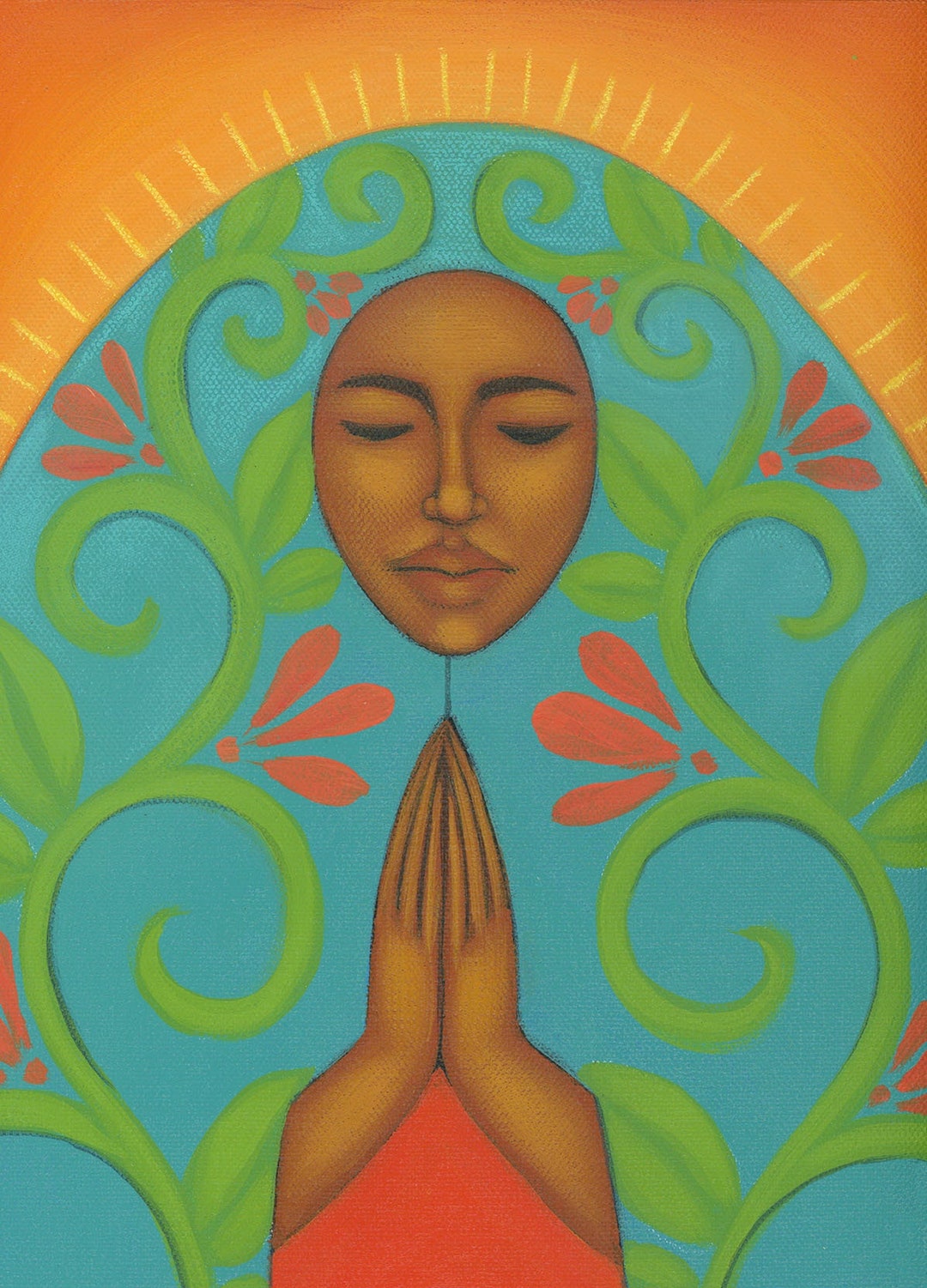 Print of Prayer Painting Folk Art Icon Painting by Tamara Adams - Etsy