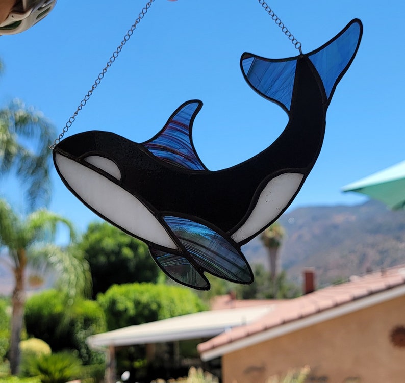 Orca Stained Glass Suncatcher - Etsy
