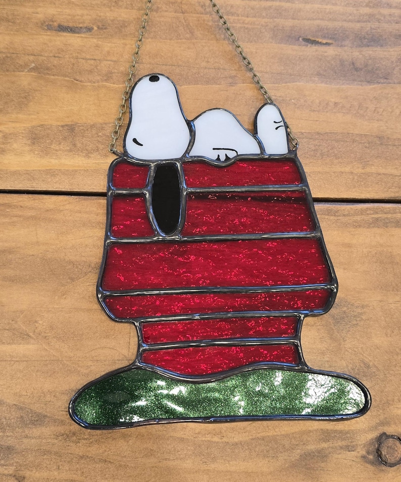 Stained Glass Snoopy Suncatcher - Etsy