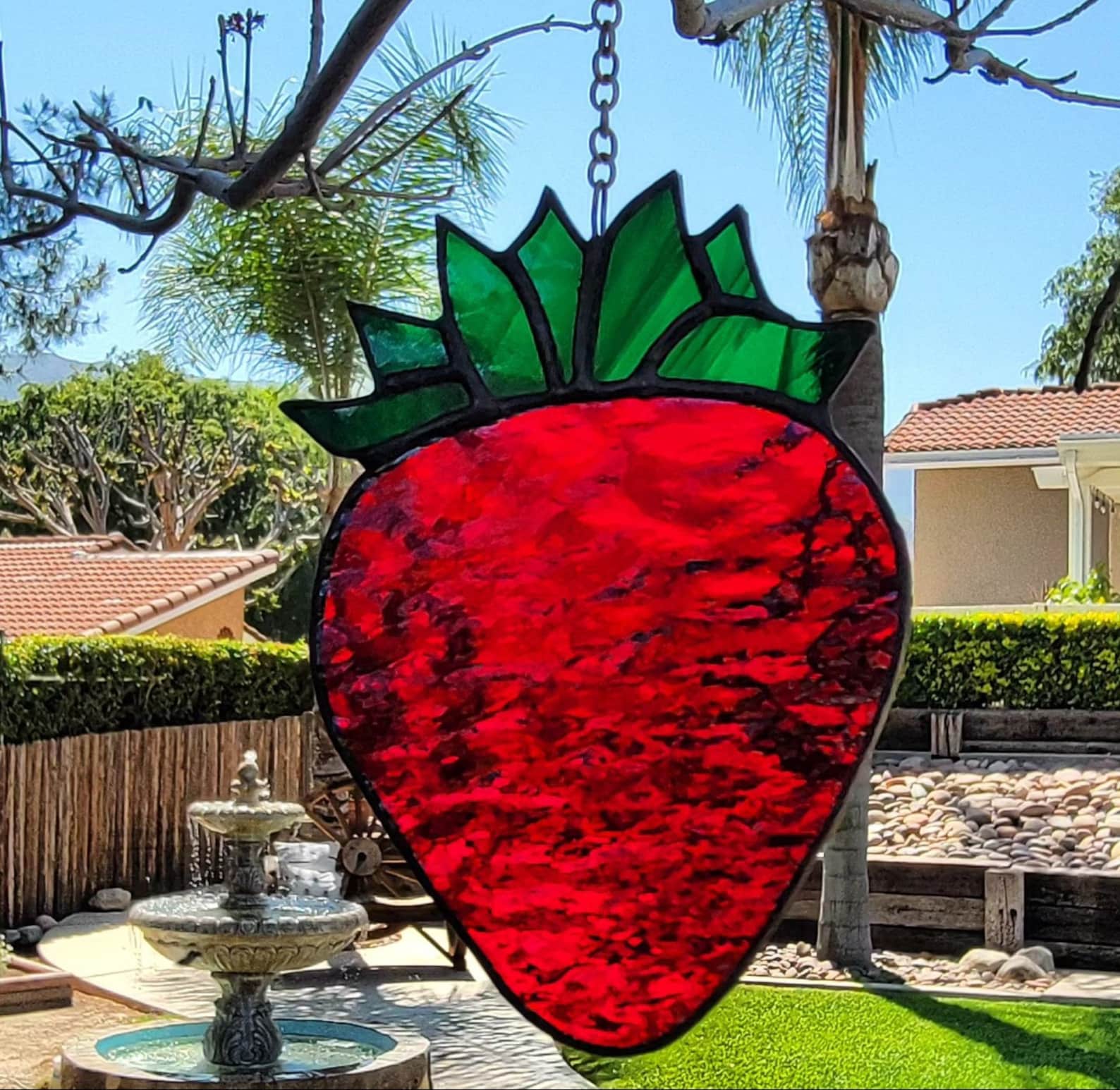Strawberry Stained Glass Suncatcher - Etsy