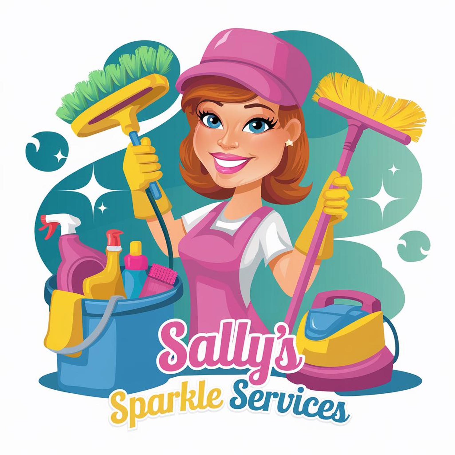 Custom Cartoon Cleaning Business Logo Housekeeper Logo Design Maid ...