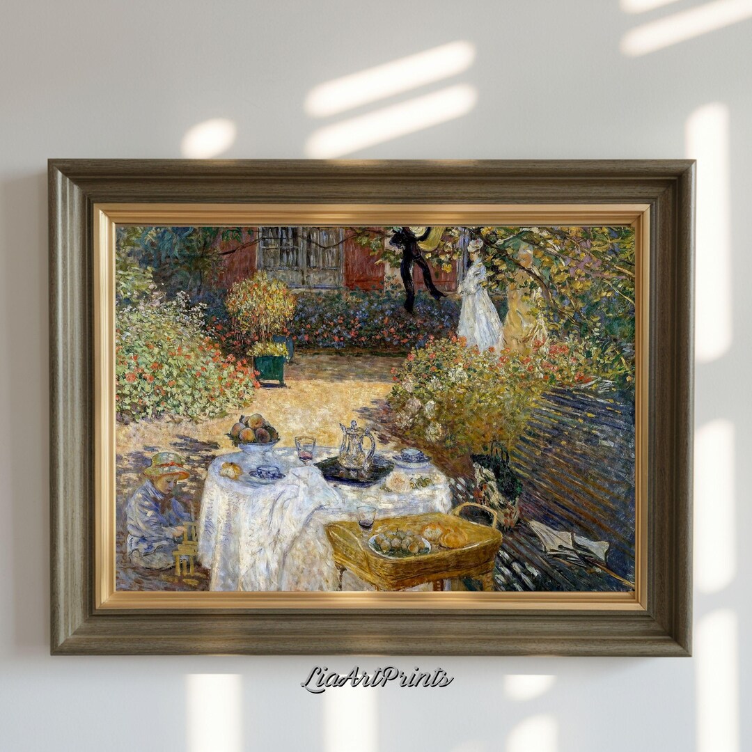 Garden Tea Party Painting Impressionist Outdoor Scene Elegant Floral ...
