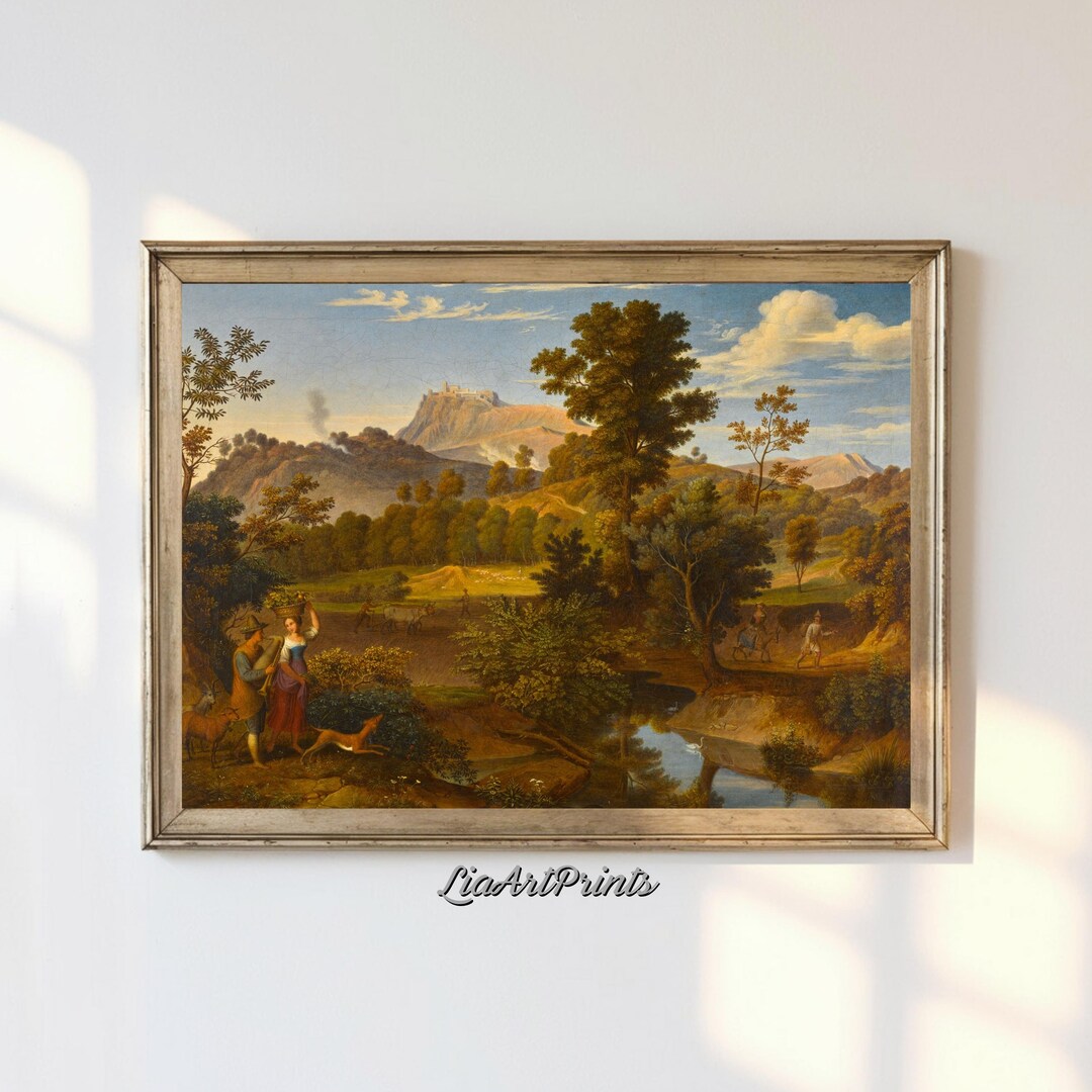 Vintage Pastoral Landscape Art Antique Countryside Wall Art Rustic ...